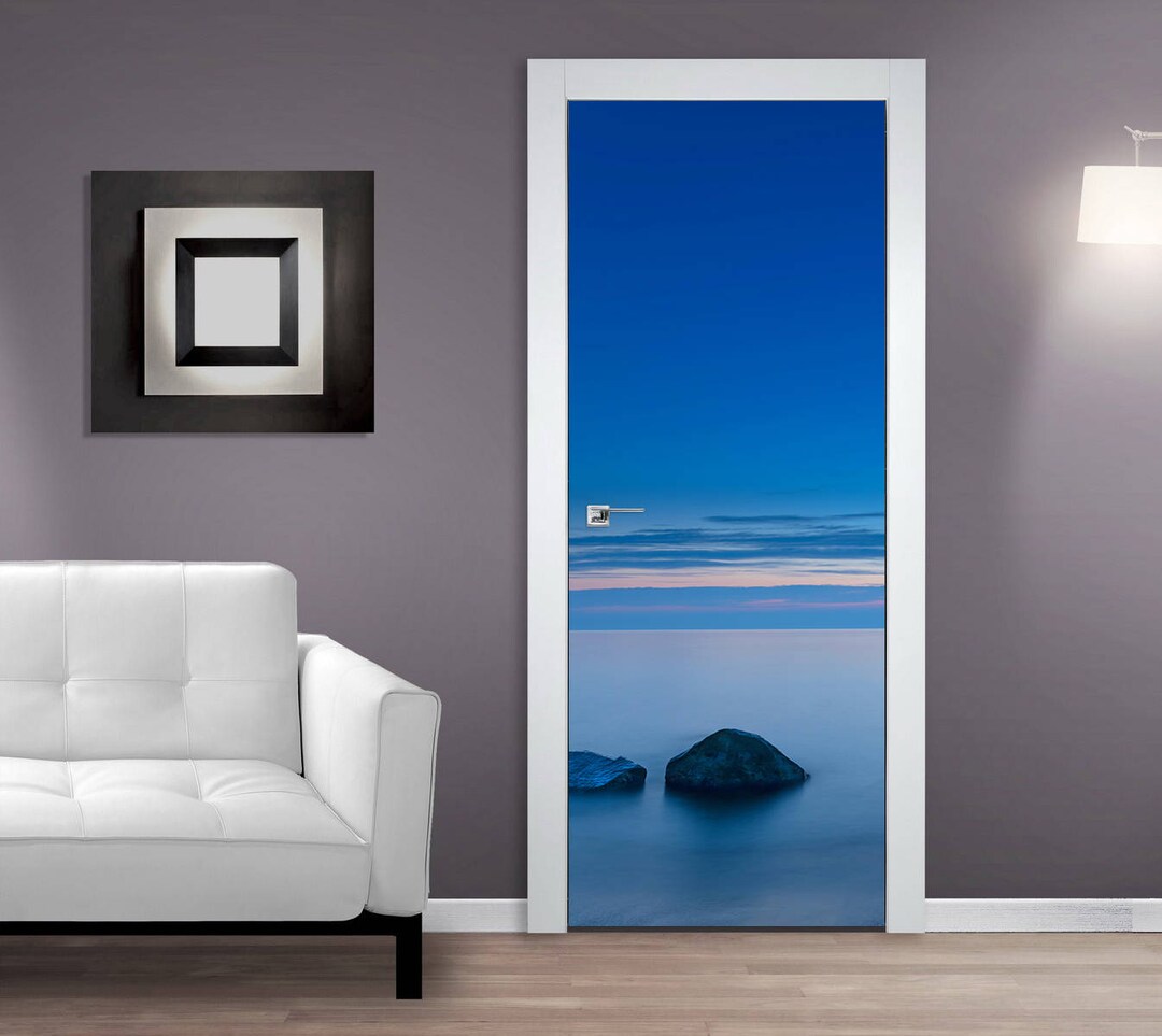 Blue Morning DOOR MURAL Sticker, Self Adhesive Door Wrap, Peel & Stick ...