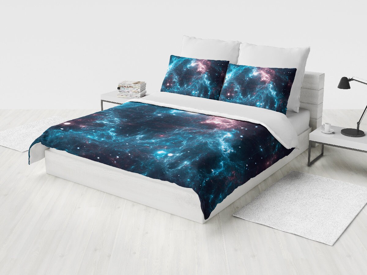 Light Blue Nebula Bedding Set Galaxy Duvet Cover Set Deep | Etsy