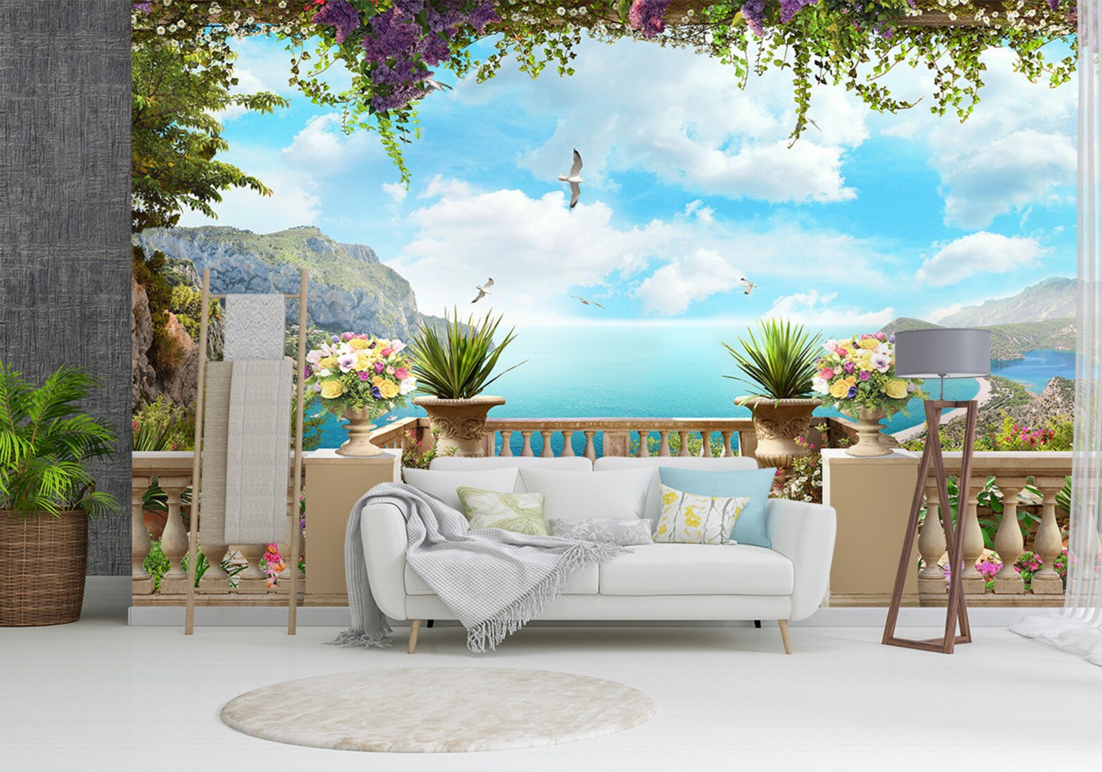 Mediterranean Terrace WALLPAPER MURAL Terrace Garden Wall - Etsy