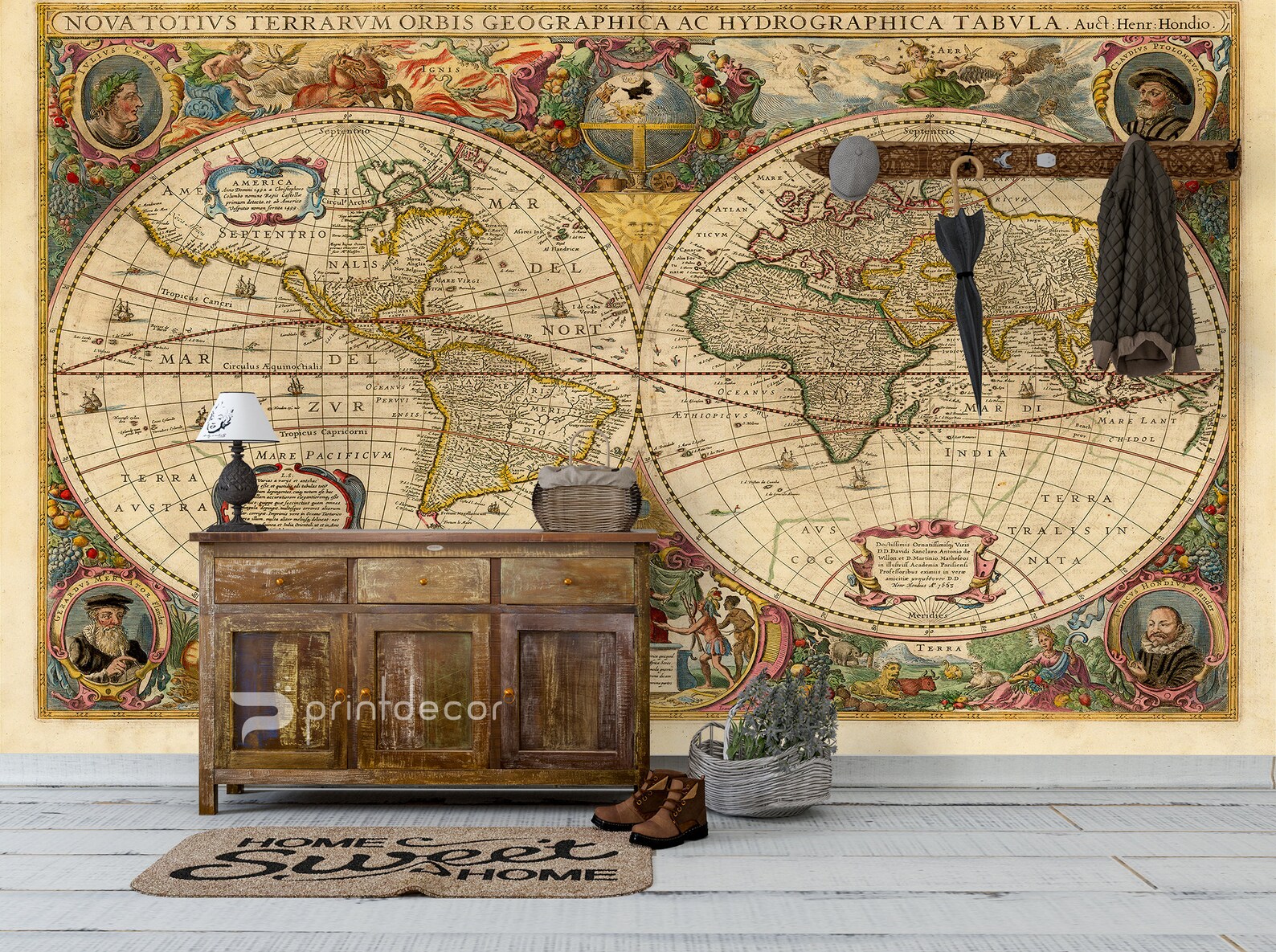 Beautiful Old World Map WALL MURAL Colorful Map Wallpaper - Etsy