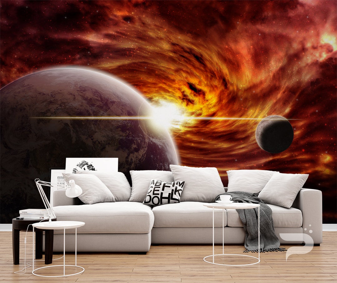 Deep Space WALL MURAL, Alien Planets Wallpaper Mural, Large Wall Mural ...