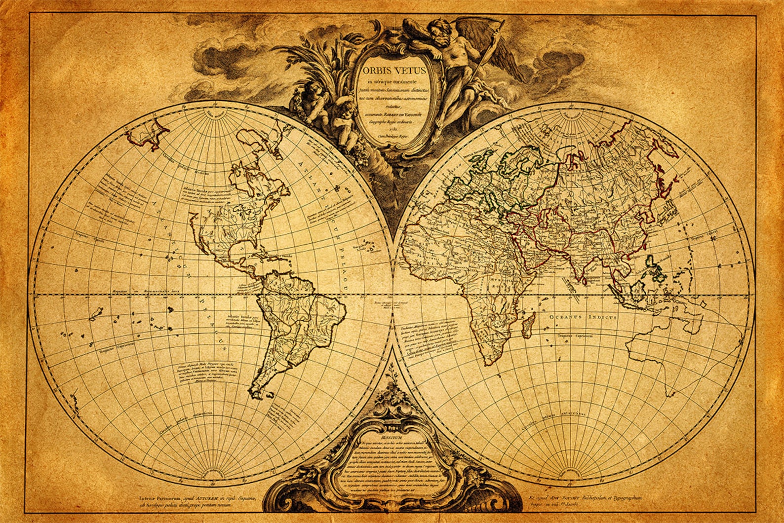 World Map WALL MURAL Old Map Wallpaper Vintage Marine Map of | Etsy