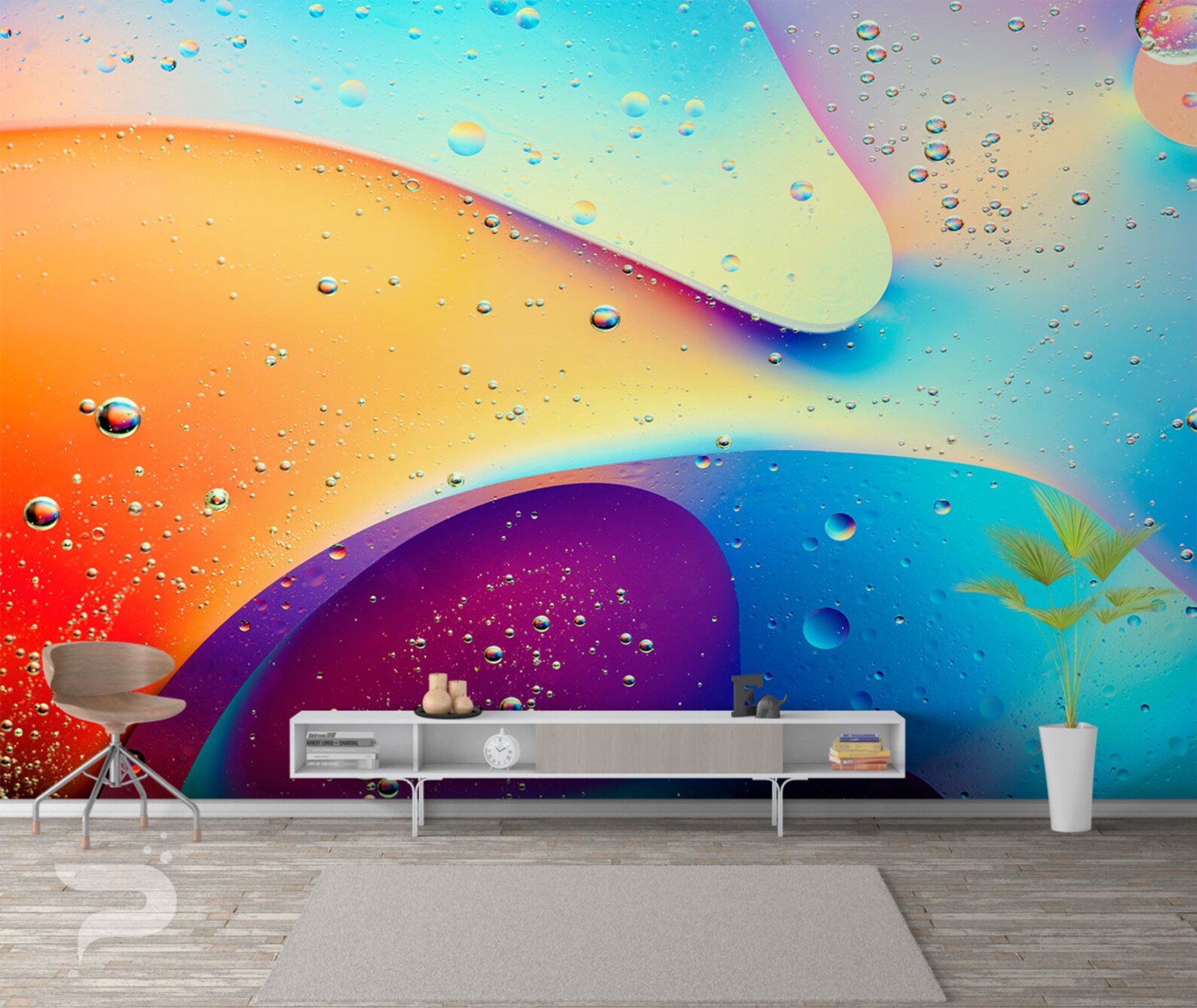 Colorful WALL MURAL Abstract Wallpaper Colorful Wall Art - Etsy