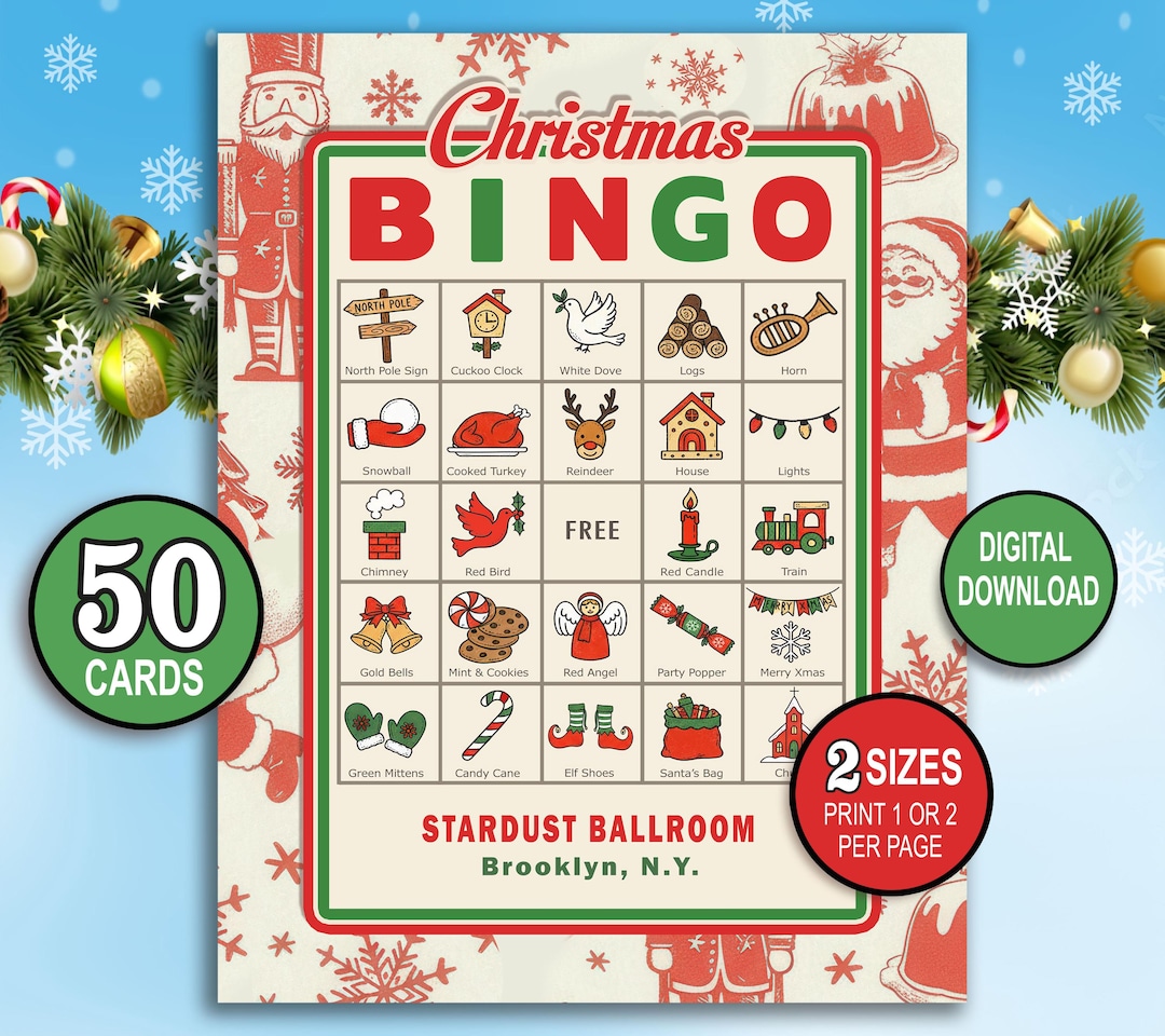Christmas Bingo, 50 Christmas Bingo Cards, Christmas Party Game, Kids ...