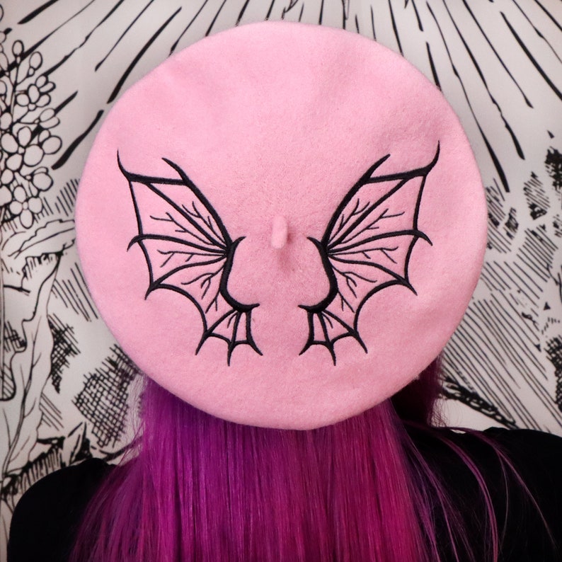 Batwing Wool Beret With Black Thorn Charm - Etsy