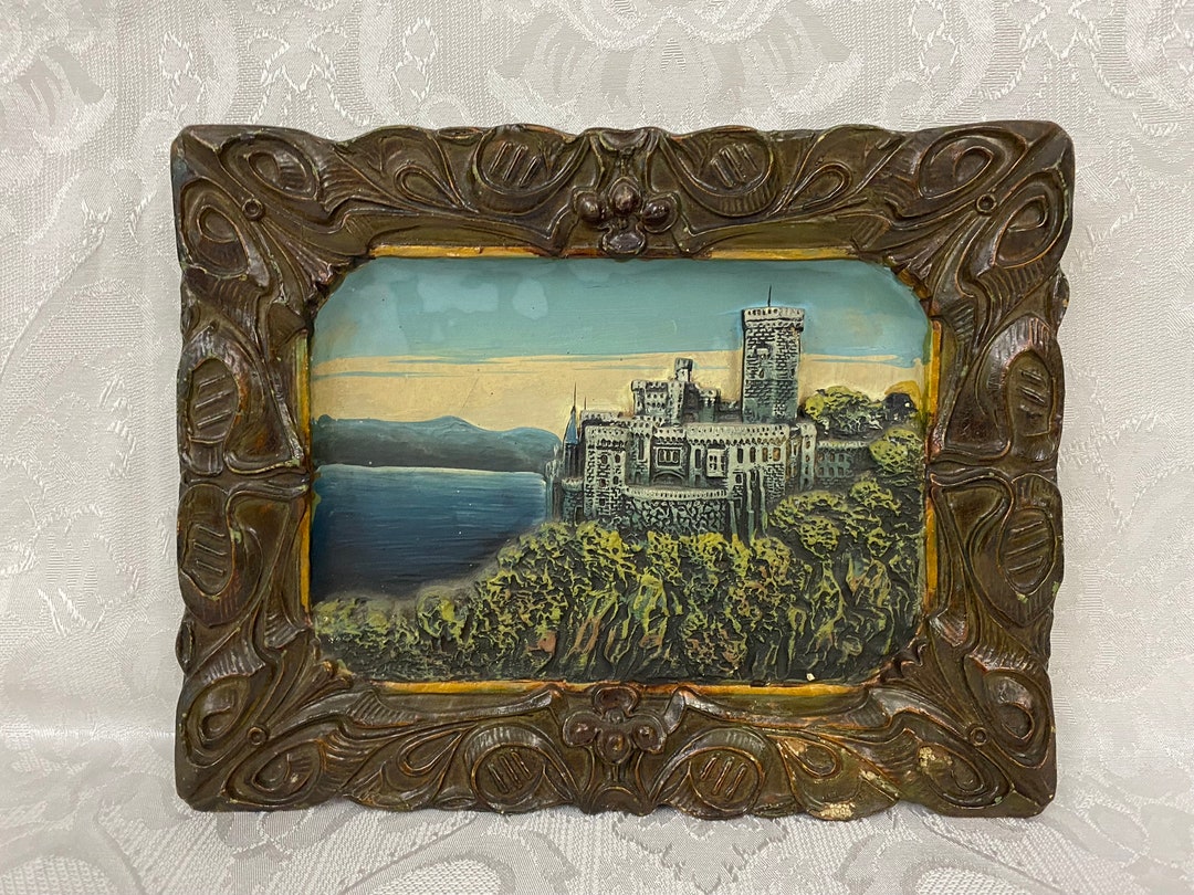 Antique 3D Period Plaster Hand Painted Castle Picture Wall Hanging ...