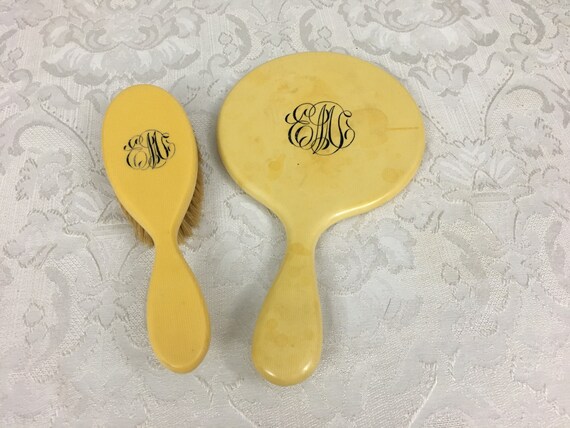 Vintage Celluloid Ivory Pyralin Hand Held Beveled Vanity | Etsy