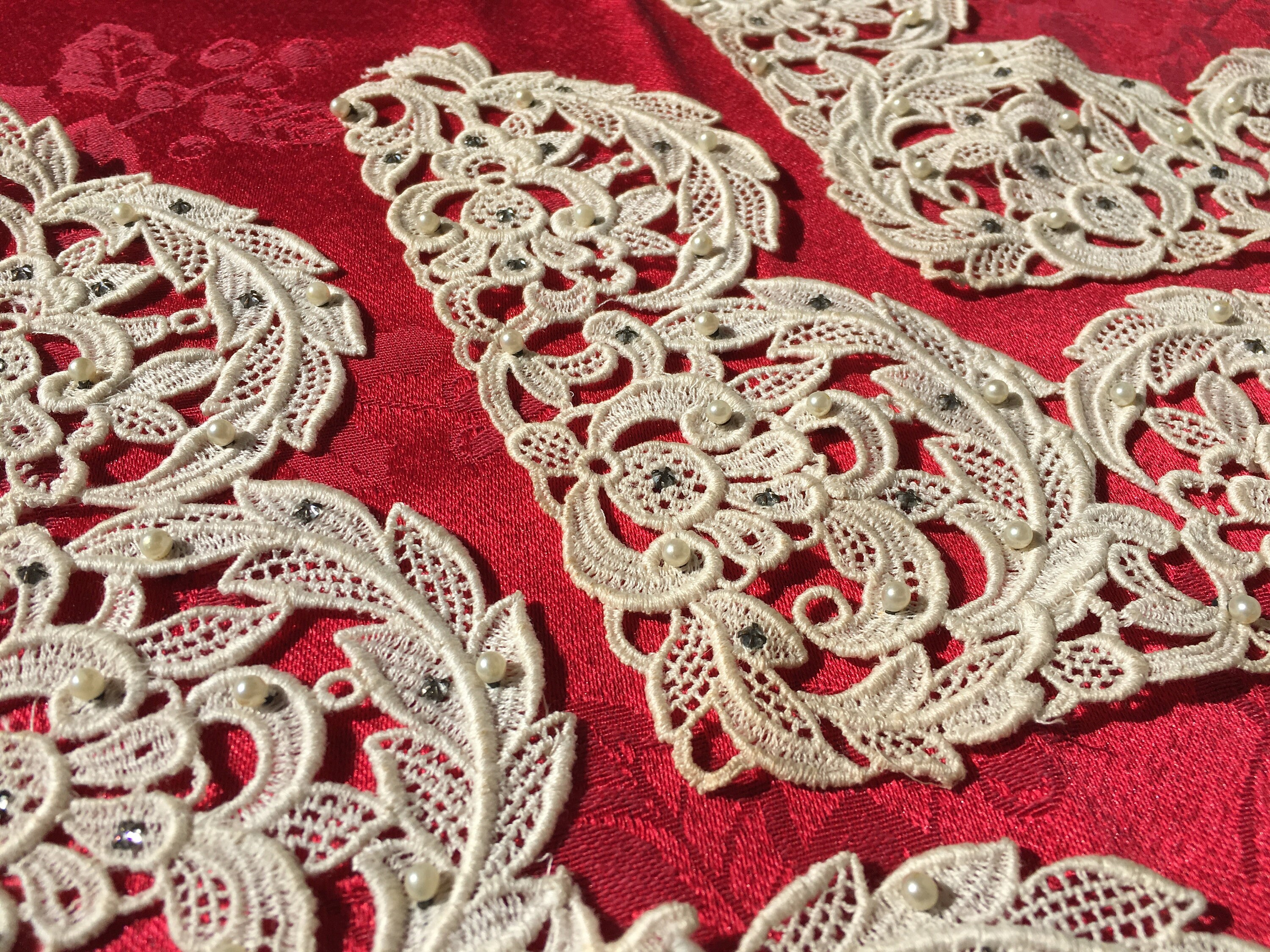 Antique Victorian Lace Collar and Cuff Set Ornate Studded - Etsy