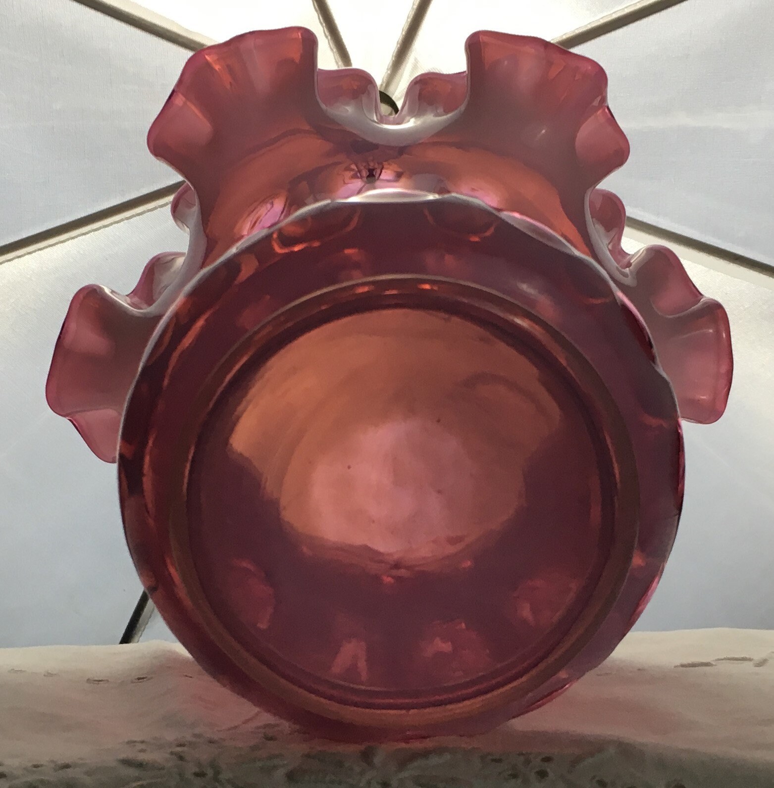 Vintage Fenton Coin Dot Cased Art Glass White Overlay Cut to - Etsy