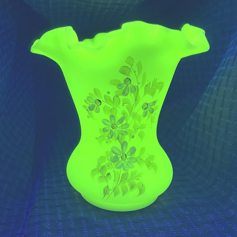 Uranium Fenton Glass Vase - Etsy