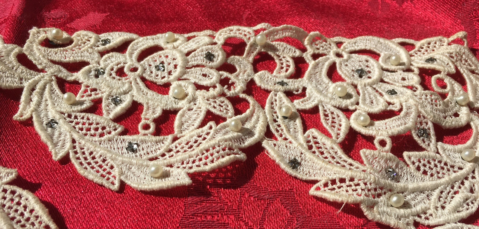 Antique Victorian Lace Collar and Cuff Set Ornate Studded - Etsy
