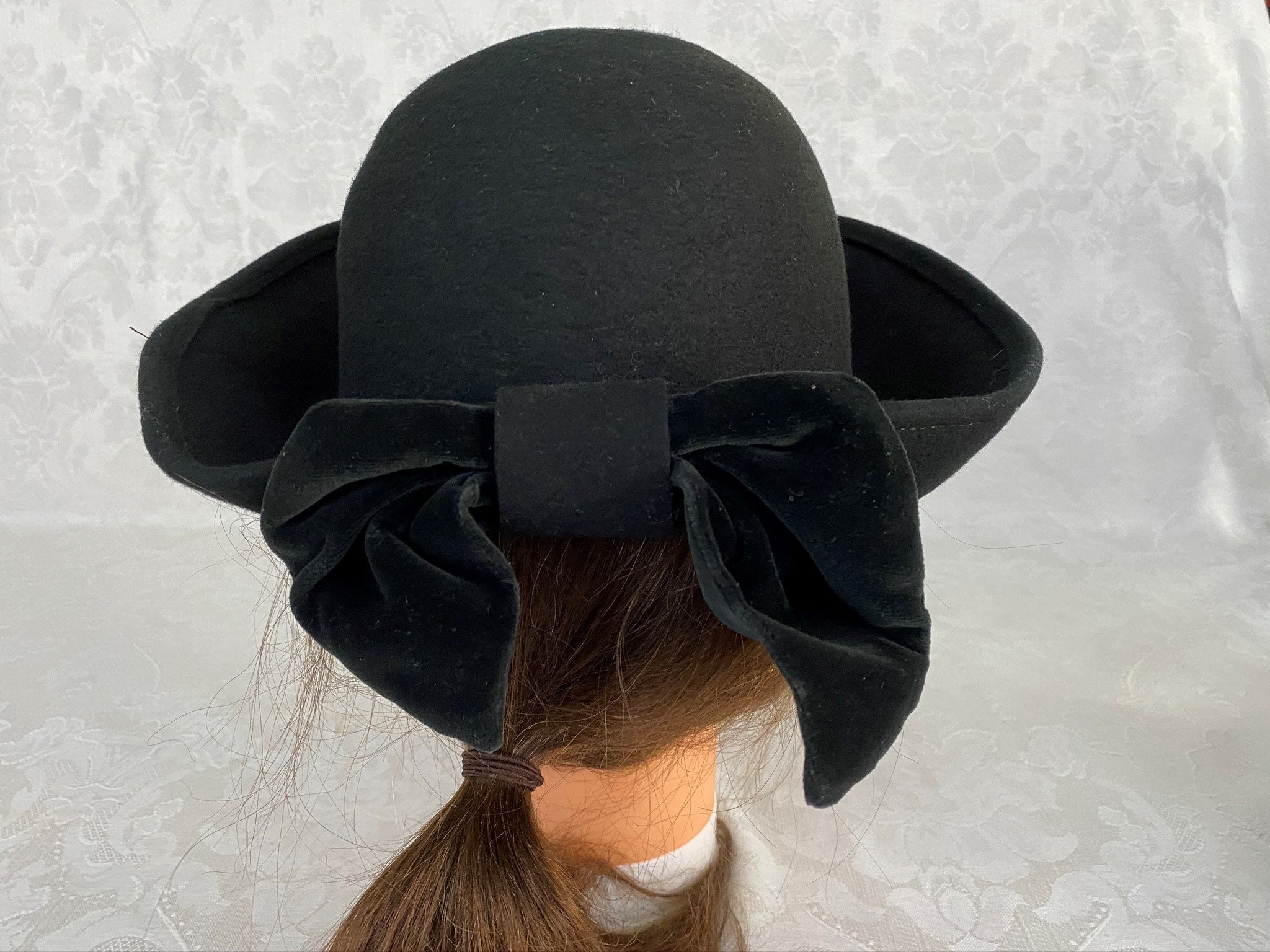 Vintage Mid Century Woman's Black Bucket Hat Wool Felt - Etsy