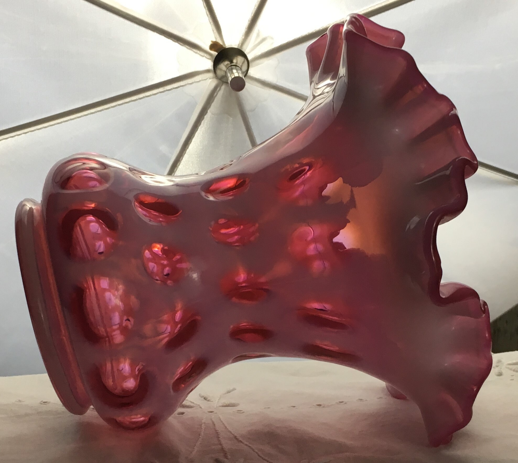 Vintage Fenton Coin Dot Cased Art Glass White Overlay Cut to - Etsy