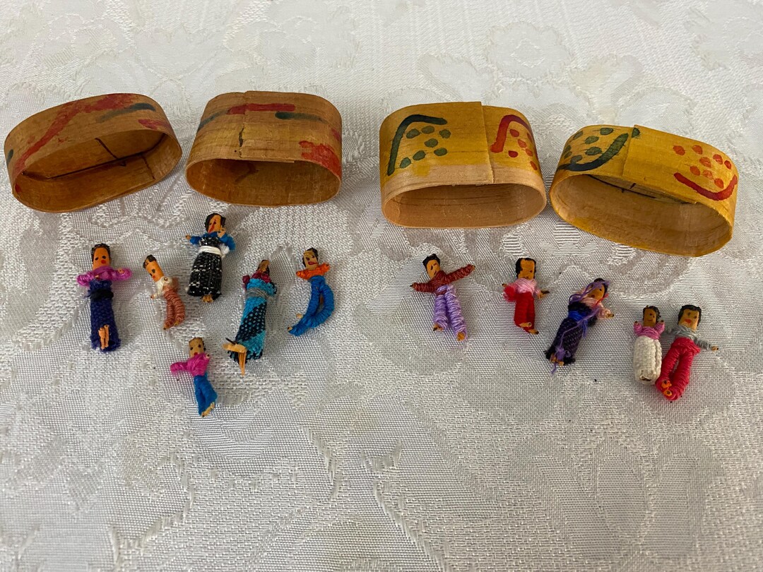 Vintage Guatemalan Hand Made Tiny Trouble Dolls Worry Dolls 2 Sets ...