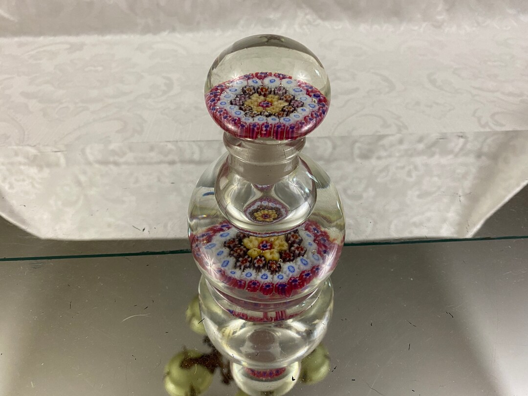 Antique Millefiori Inkwell Paperweight Art Glass Perfume Scent Bottle ...