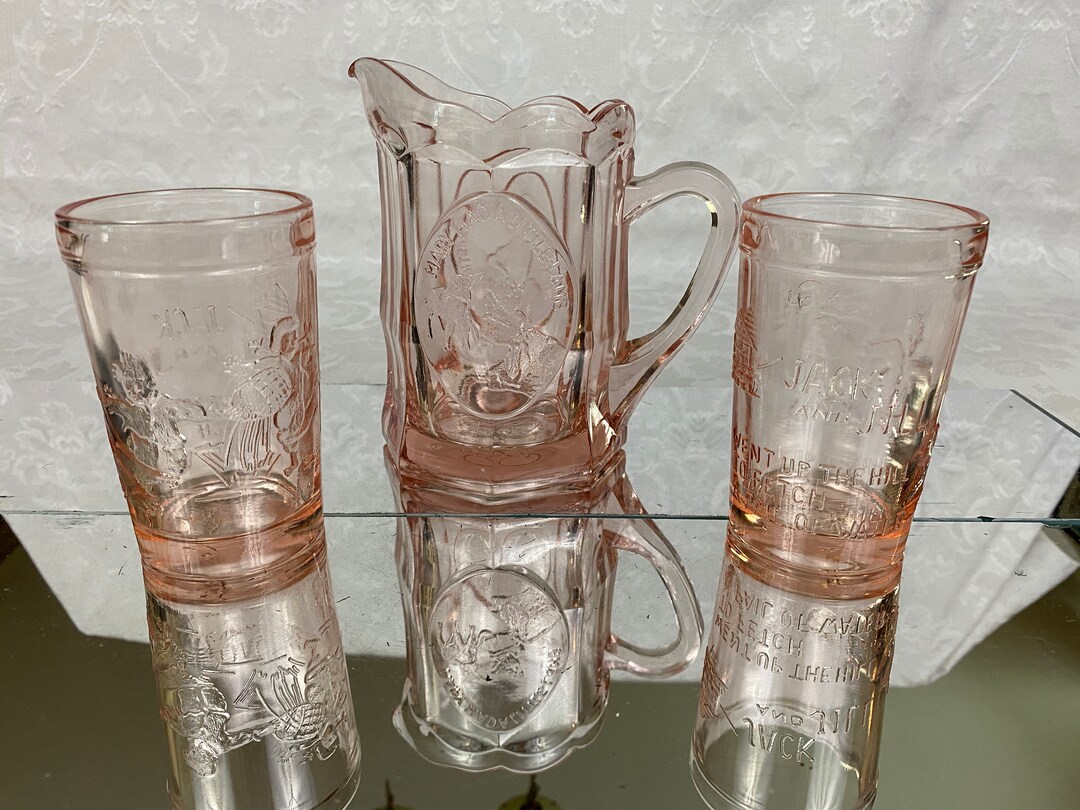 Tiara Exclusive Nursery Rhyme Pitcher & Glasses Set Pink Vintage Mother ...