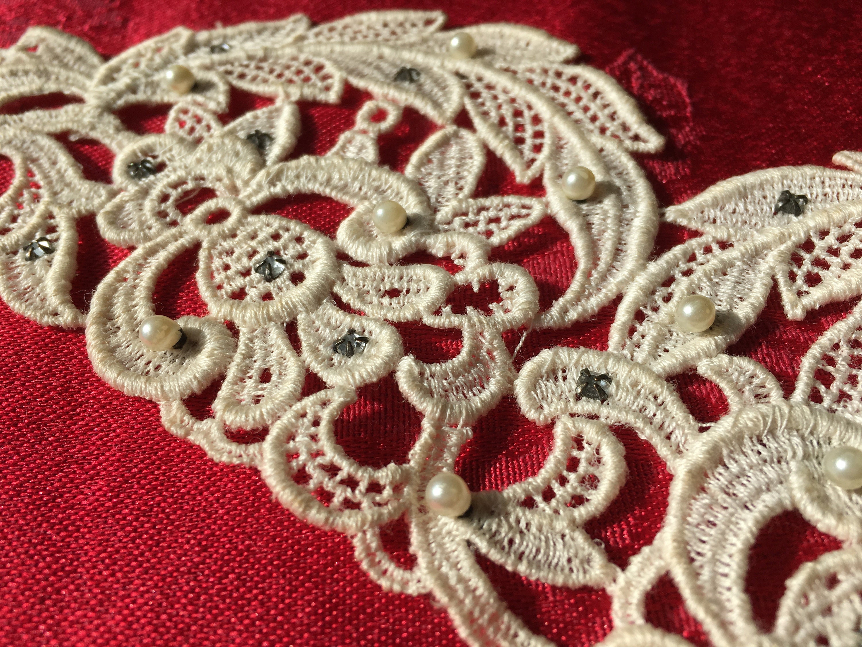 Antique Victorian Lace Collar and Cuff Set Ornate Studded - Etsy