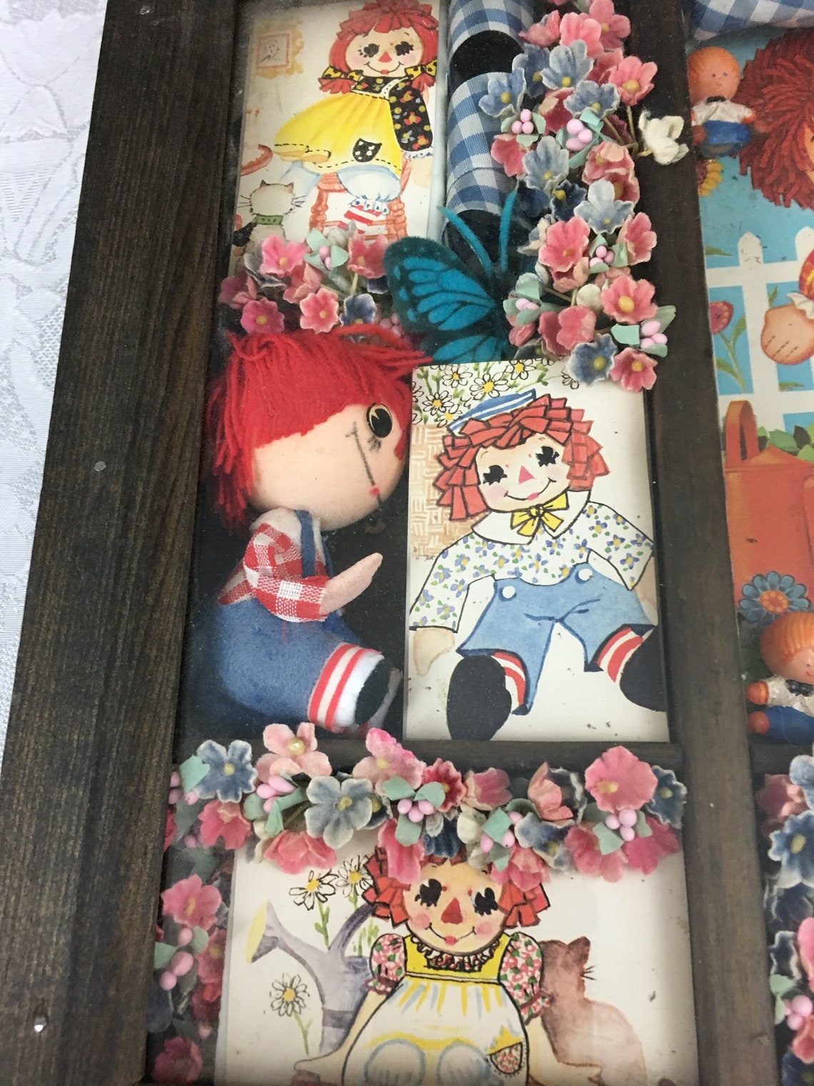 Vintage Handmade Raggedy Ann & Andy Rag Doll Display Shadow - Etsy