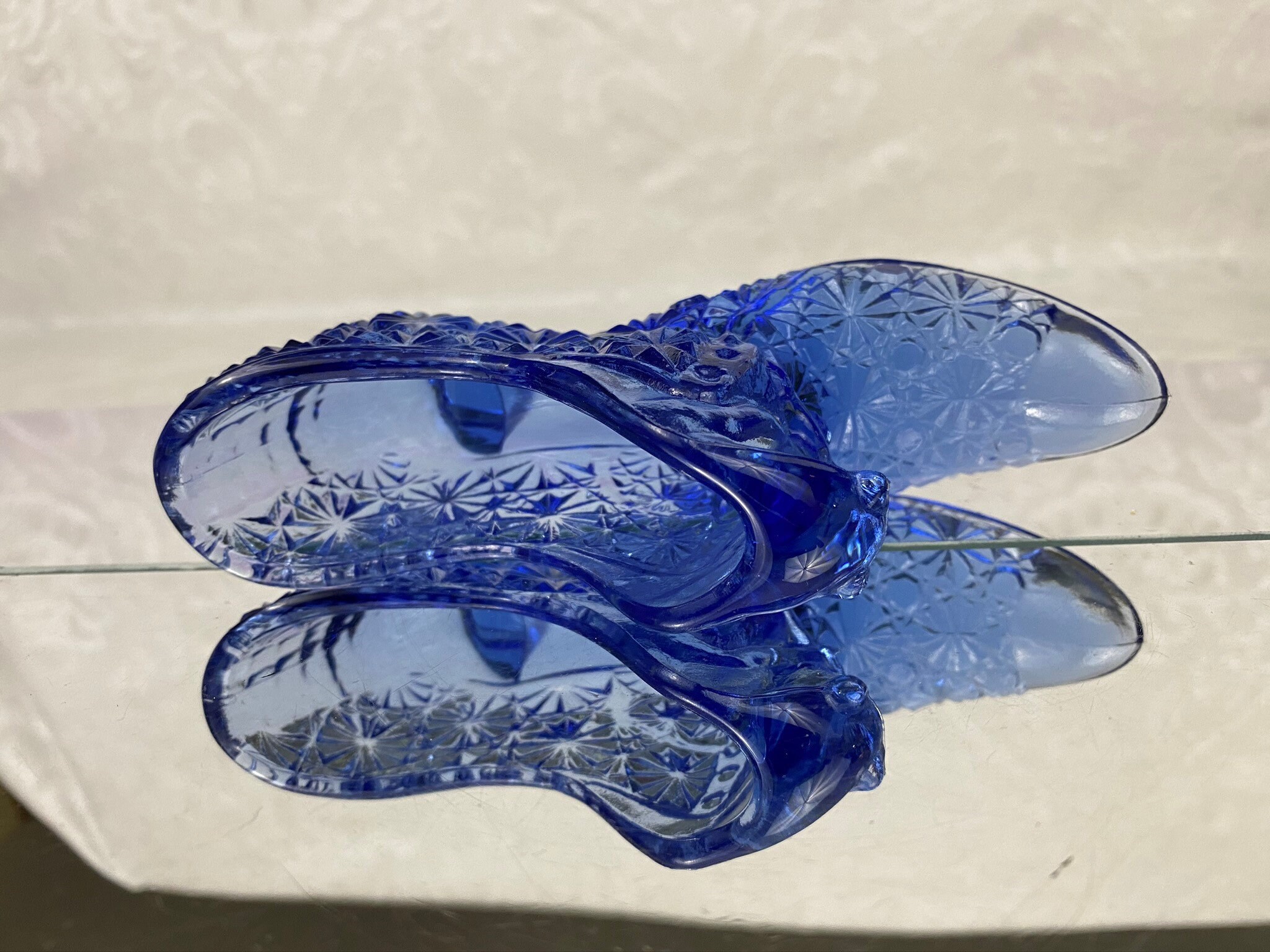 Vintage Fenton Blue Daisy and Button Glass Shoe Boot Slipper - Etsy