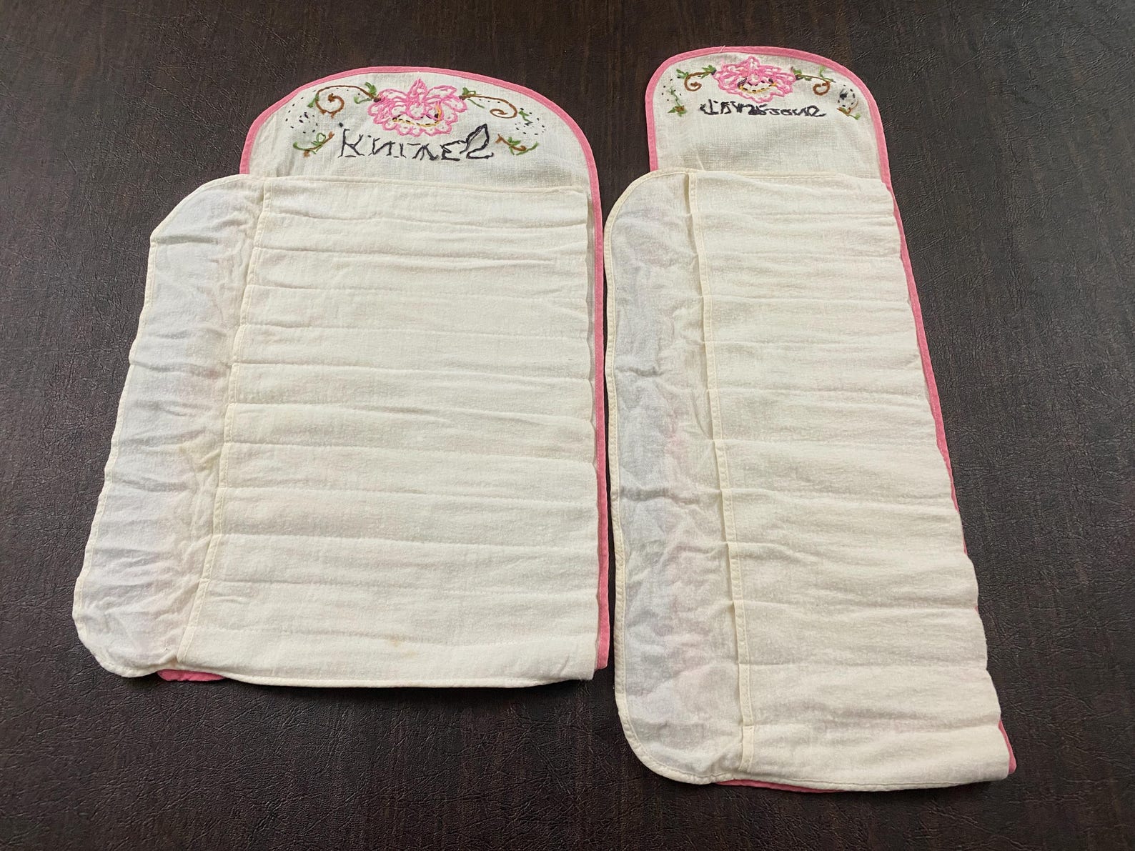 Set of 4 Silverware Storage Bags Handmade Vintage Linen Embroidered ...