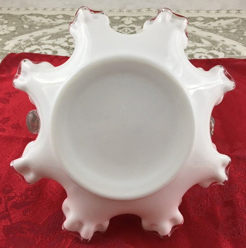 Vintage Fenton Handled Basket Silver Crest Ruffled White Milk | Etsy