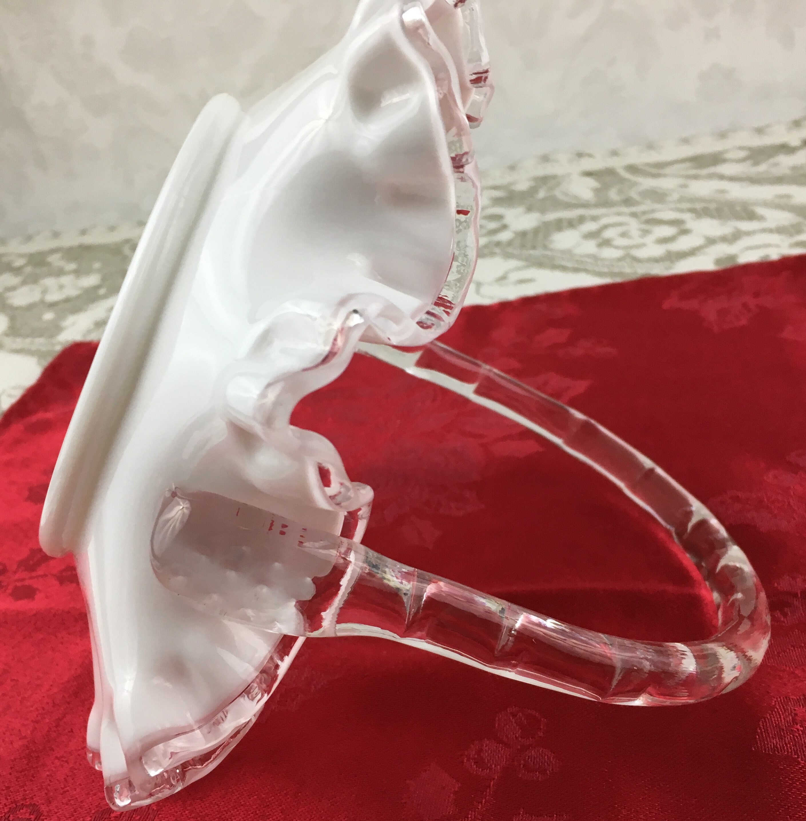 Vintage Fenton Handled Basket Silver Crest Ruffled White Milk | Etsy