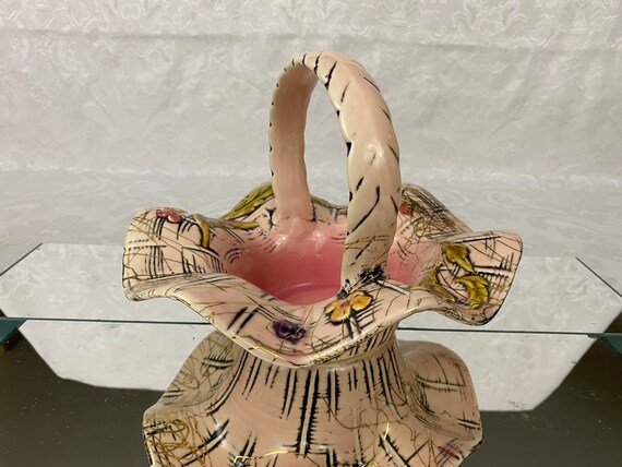 Vintage Hull USA Art Pottery Ruffled Handle Basket Blossom - Etsy
