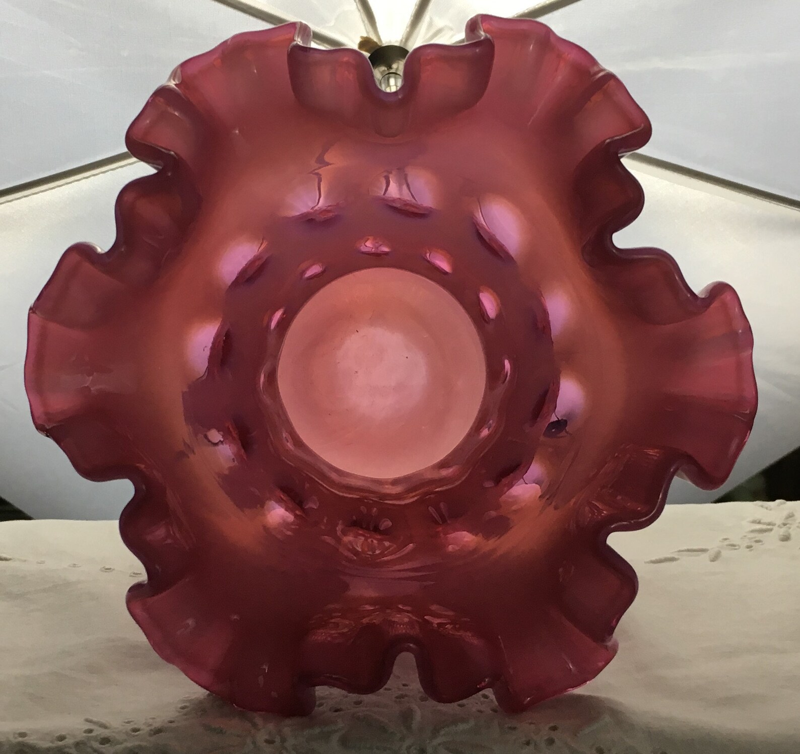 Vintage Fenton Coin Dot Cased Art Glass White Overlay Cut to - Etsy