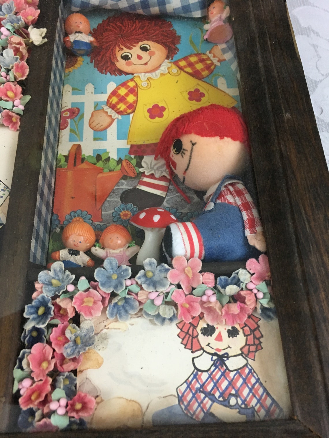 Vintage Handmade Raggedy Ann & Andy Rag Doll Display Shadow - Etsy