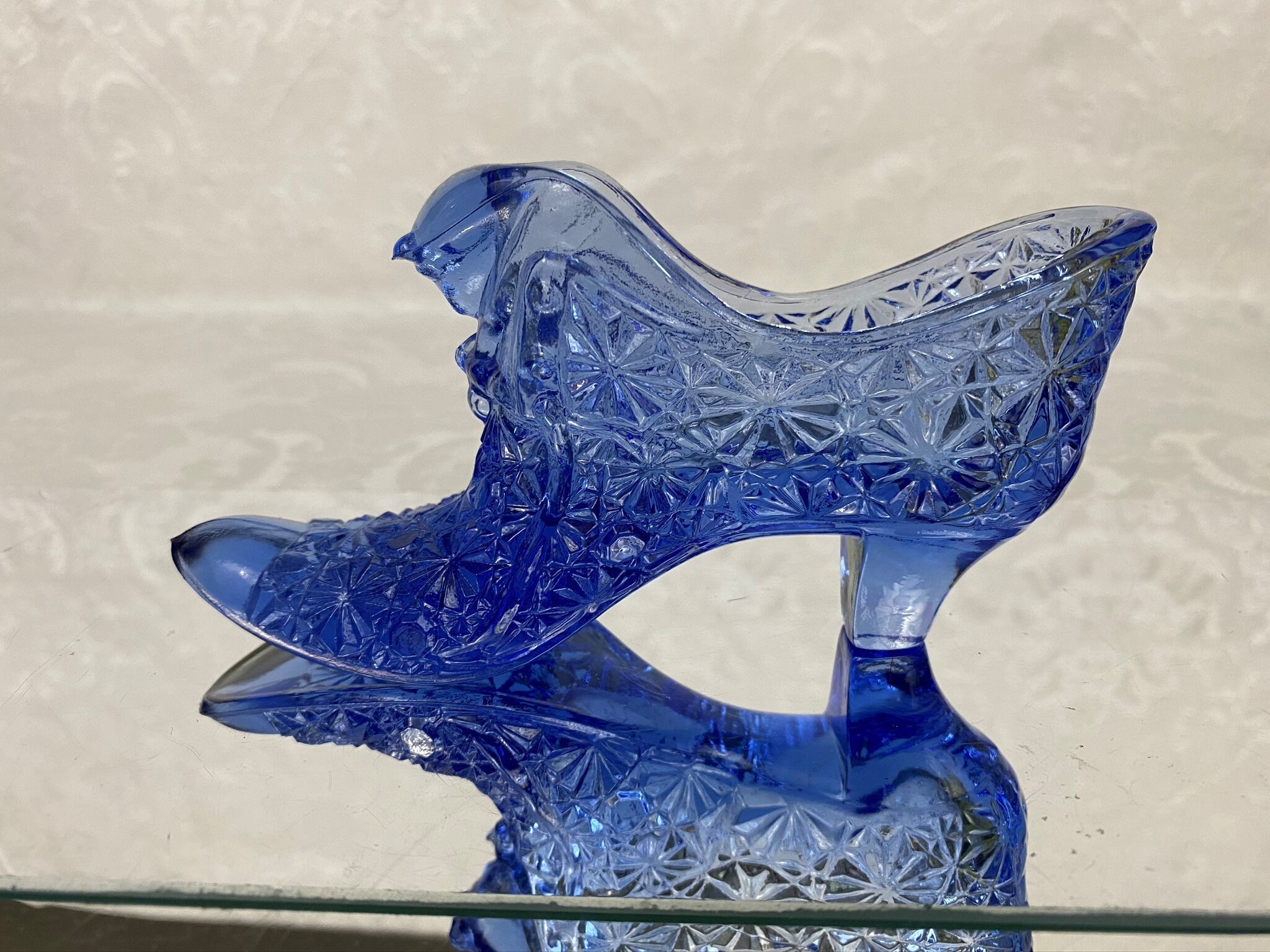 Vintage Fenton Blue Daisy and Button Glass Shoe Boot Slipper - Etsy