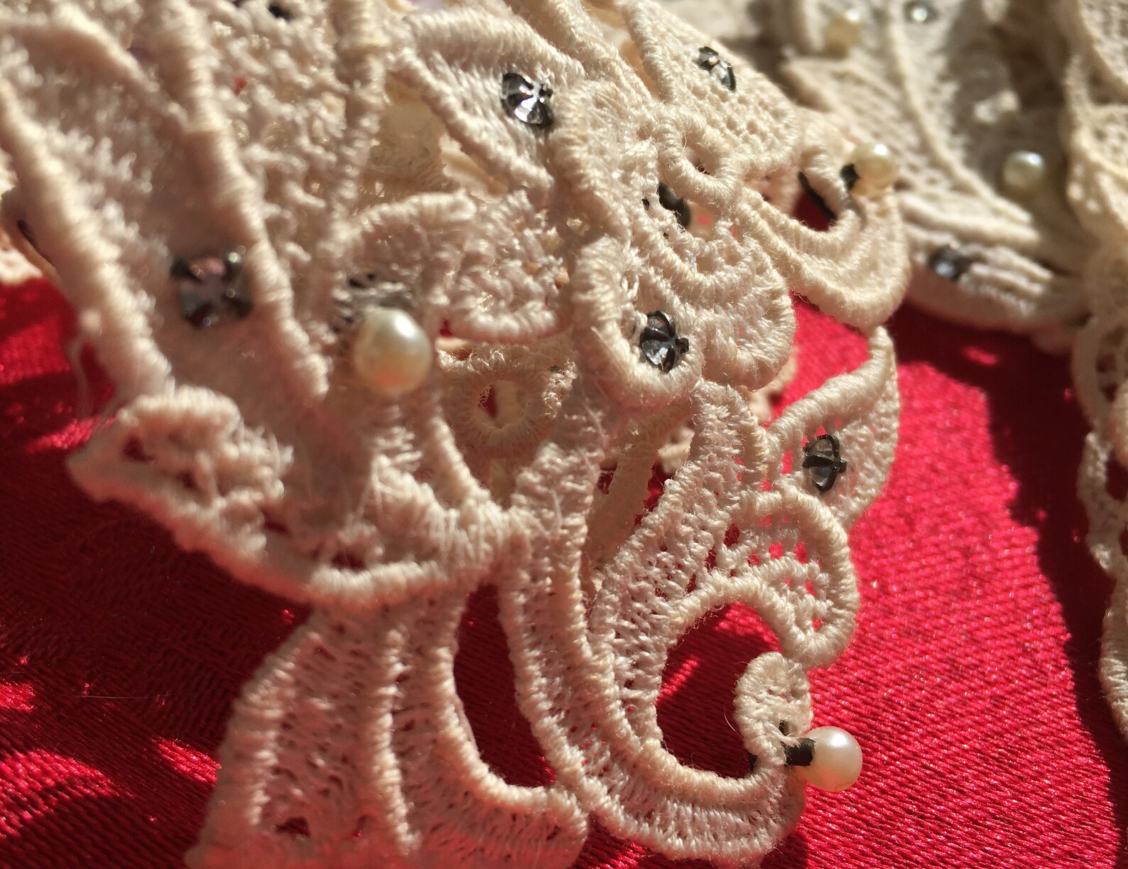 Antique Victorian Lace Collar and Cuff Set Ornate Studded - Etsy