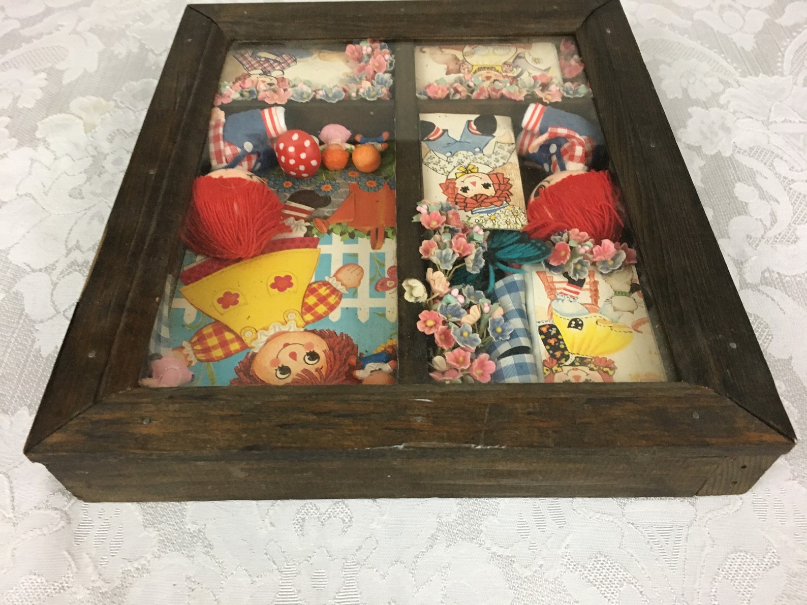 Vintage Handmade Raggedy Ann & Andy Rag Doll Display Shadow - Etsy