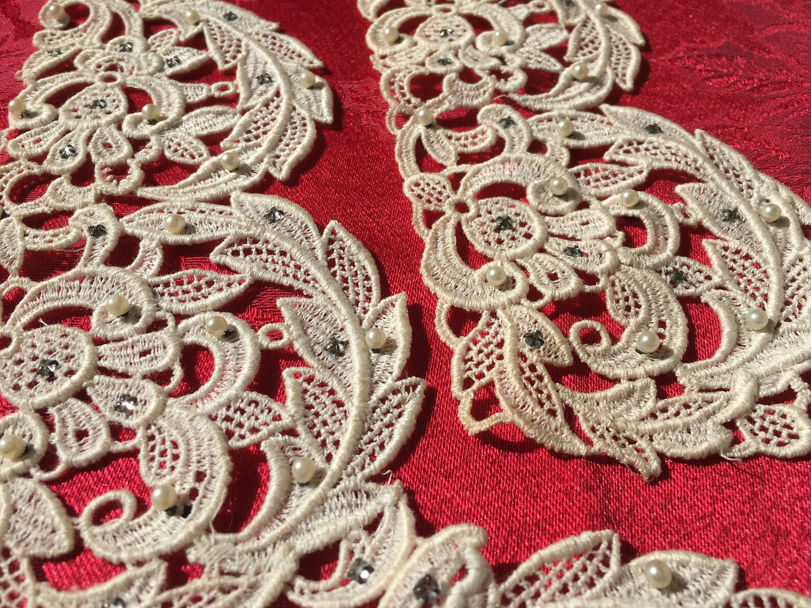 Antique Victorian Lace Collar and Cuff Set Ornate Studded | Etsy