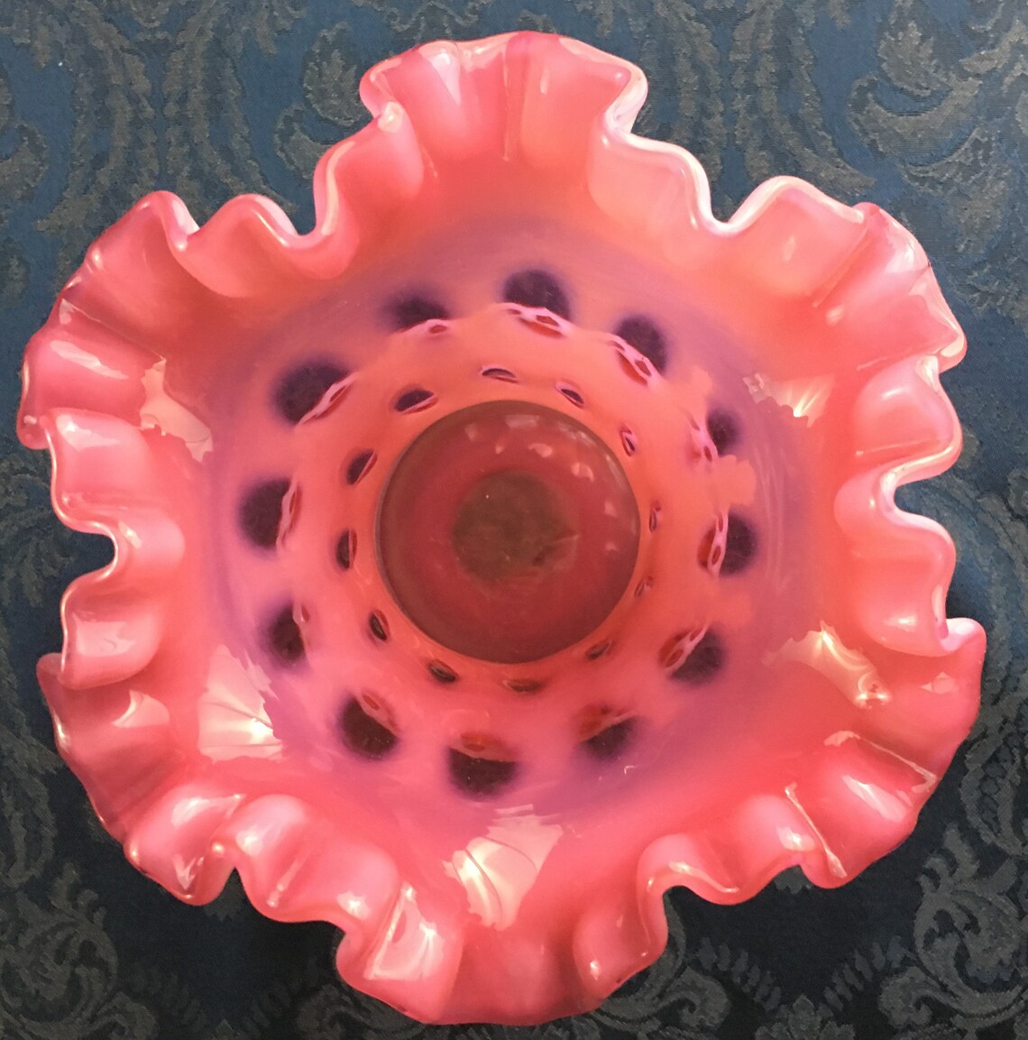 Vintage Fenton Coin Dot Cased Art Glass White Overlay Cut to - Etsy