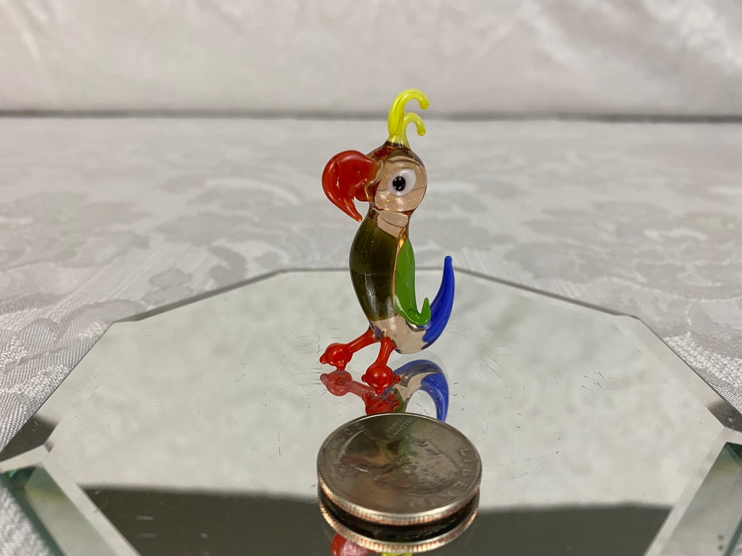 Vintage Hand Blown Spun Art Glass Miniature Mini Parrot Figurine ...