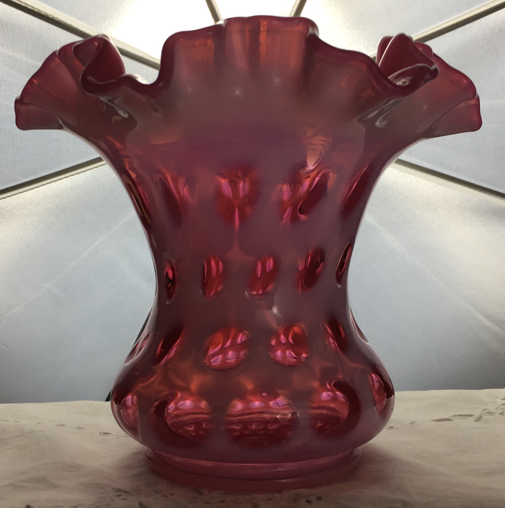 Vintage Fenton Coin Dot Cased Art Glass White Overlay Cut to - Etsy