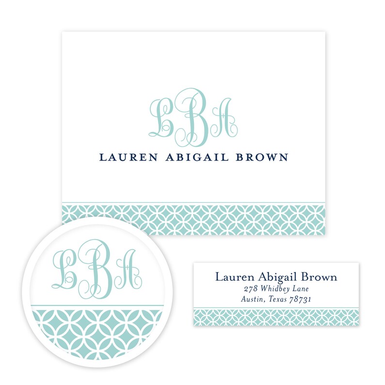 Lattice Monogram Stationery Set - Small / Preppy / Classic / Personal ...