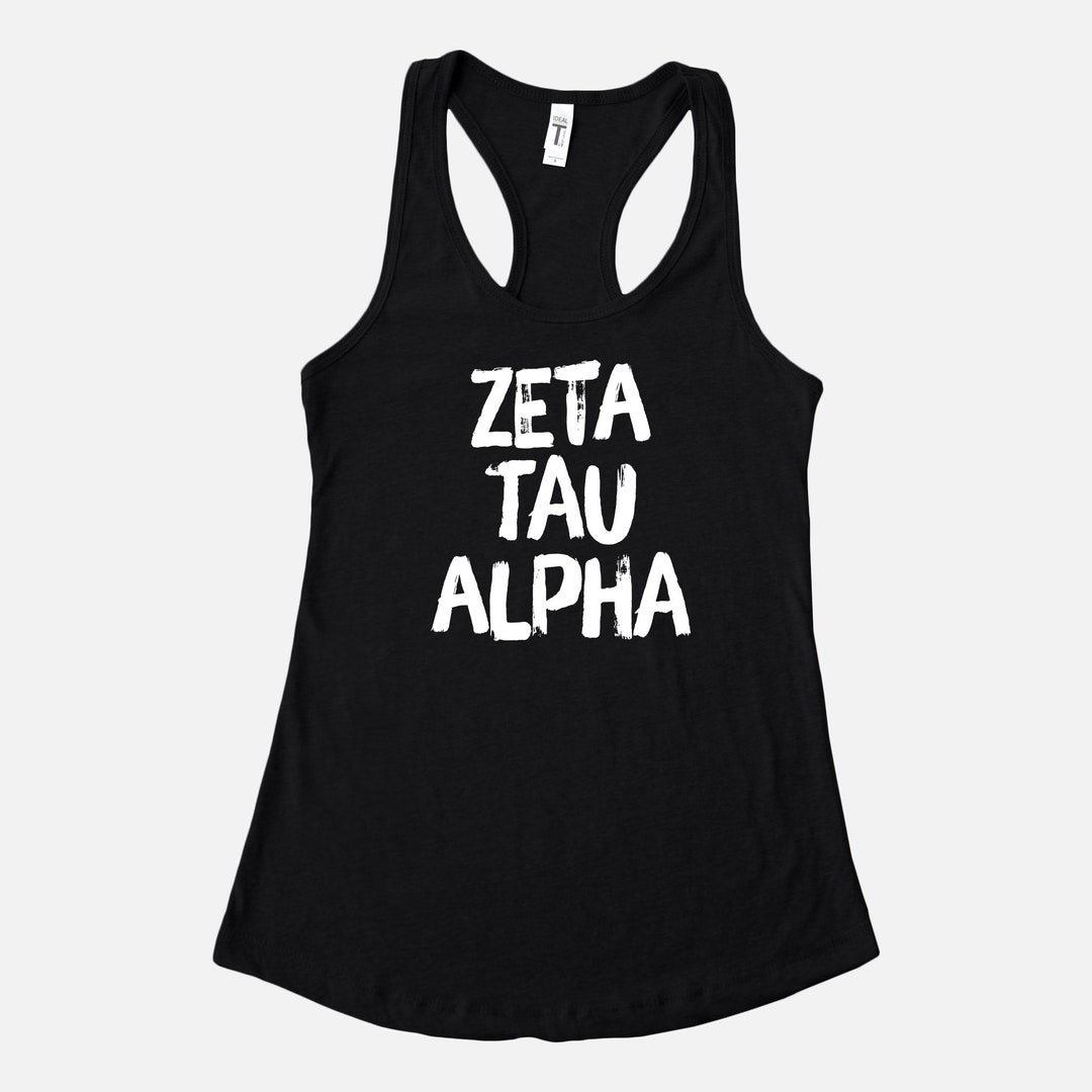 Zeta Tau Alpha Graphic Sorority Tank / Black / White Lettering / Greek ...