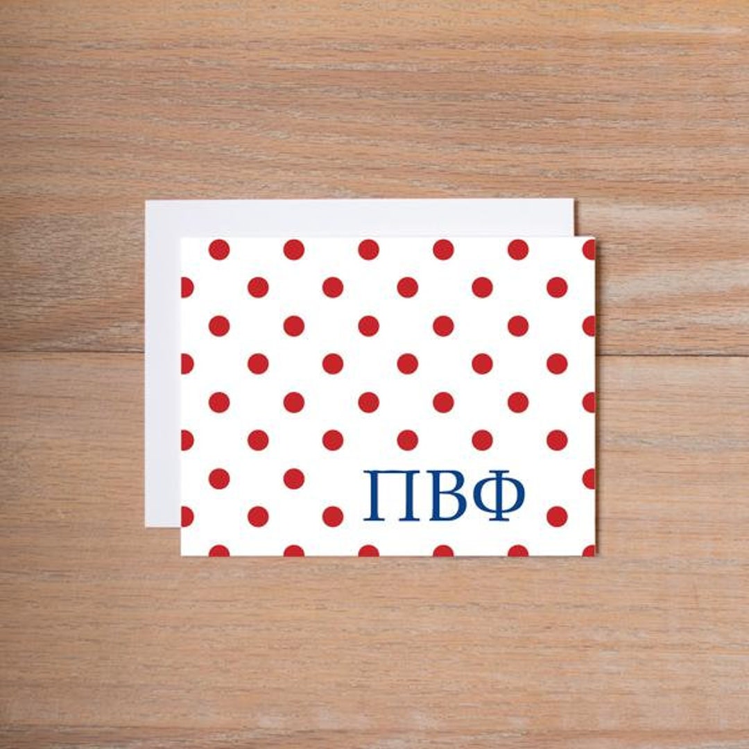 Pi Beta Phi Note Card Set / Dotted / Polka Dot Greek Note Cards / Greek ...