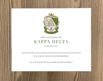 Phi Mu Sorority Crest Bid Card / Phi Mu / Sorority Bid Card / Greek Bid ...