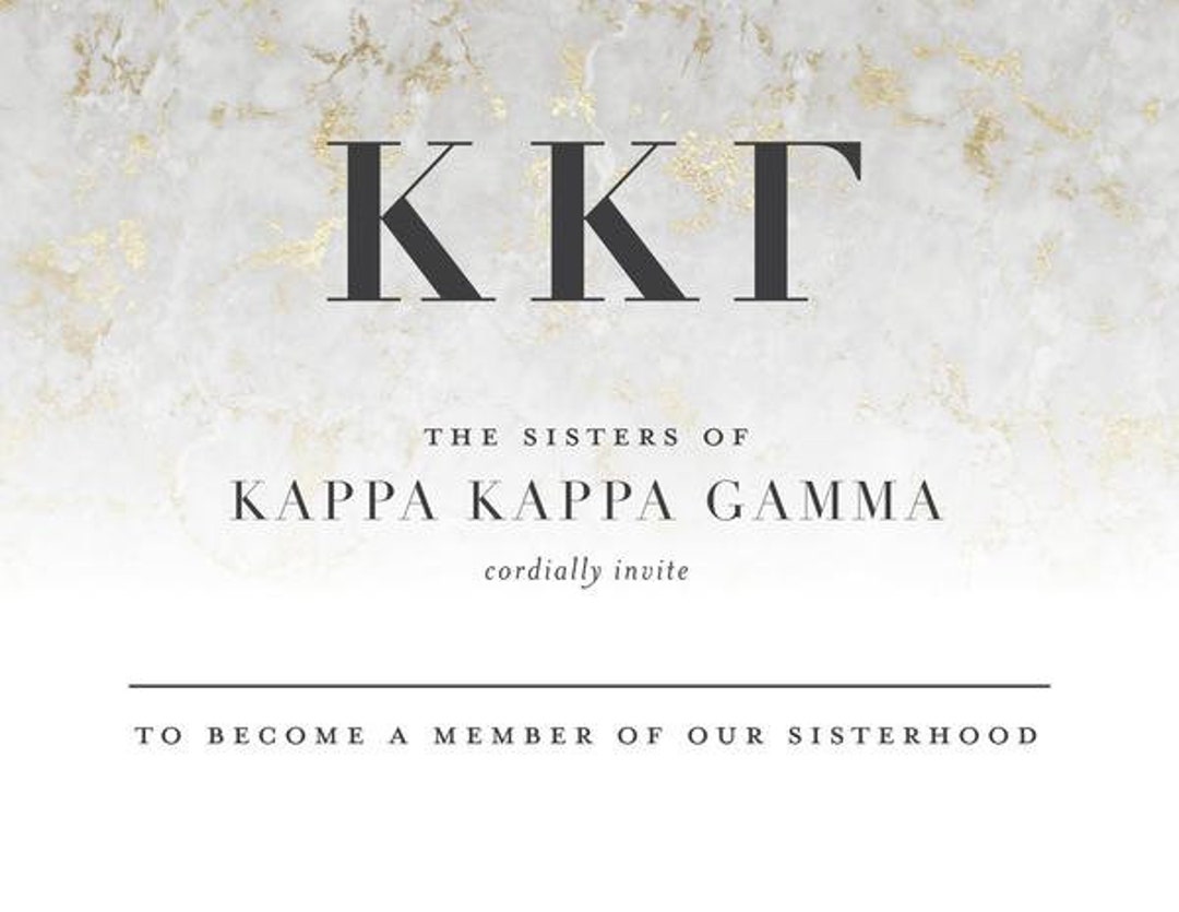 Kappa Kappa Gamma Bid Card / Golden Marble / Sorority Bid Card / Bid ...