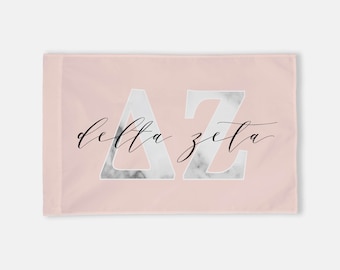 Delta Zeta Vertical Greek Letter Flag / Blush & Marble / Vertical Flag ...