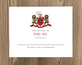 Zeta Tau Alpha Sorority Crest Bid Card / Zeta / Sorority Bid Card ...