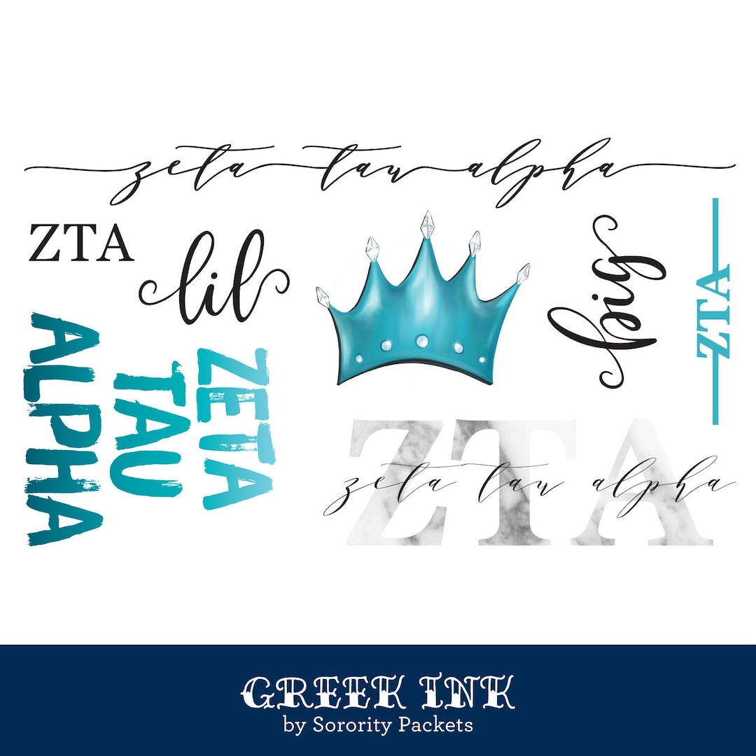 Zeta Tau Alpha Tattoo Set / Temporary Tattoo / Sorority Tattoo ...