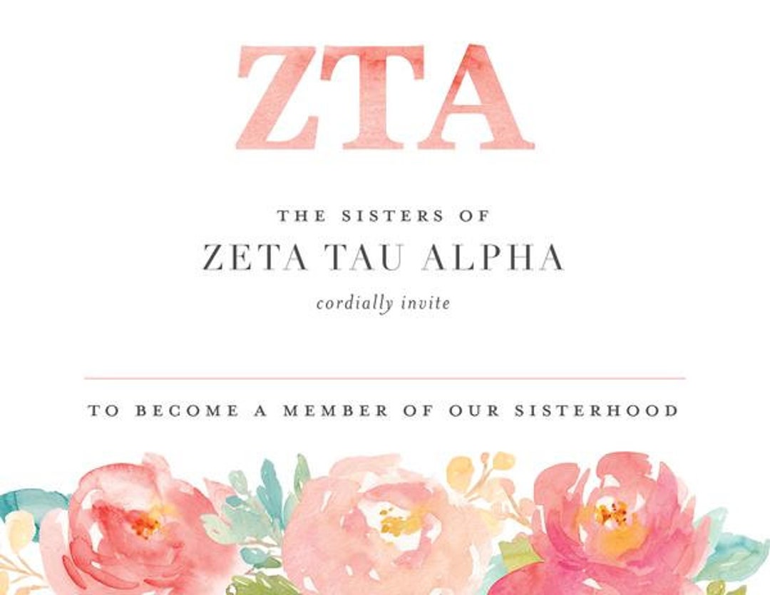 Zeta Tau Alpha Bid Card / Peony / Sorority Bid Card / Bid - Etsy.de