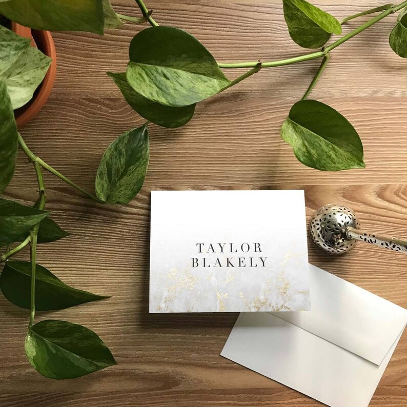 Personalized Note Cards / Golden Marble / Metallic / Metallic Note ...