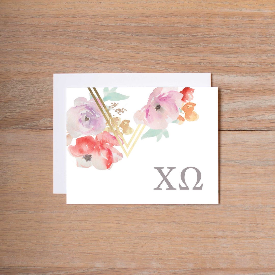 Greek Note Cards / Geometric Bouquet / Greek Gifts / Chi Omega Cards ...