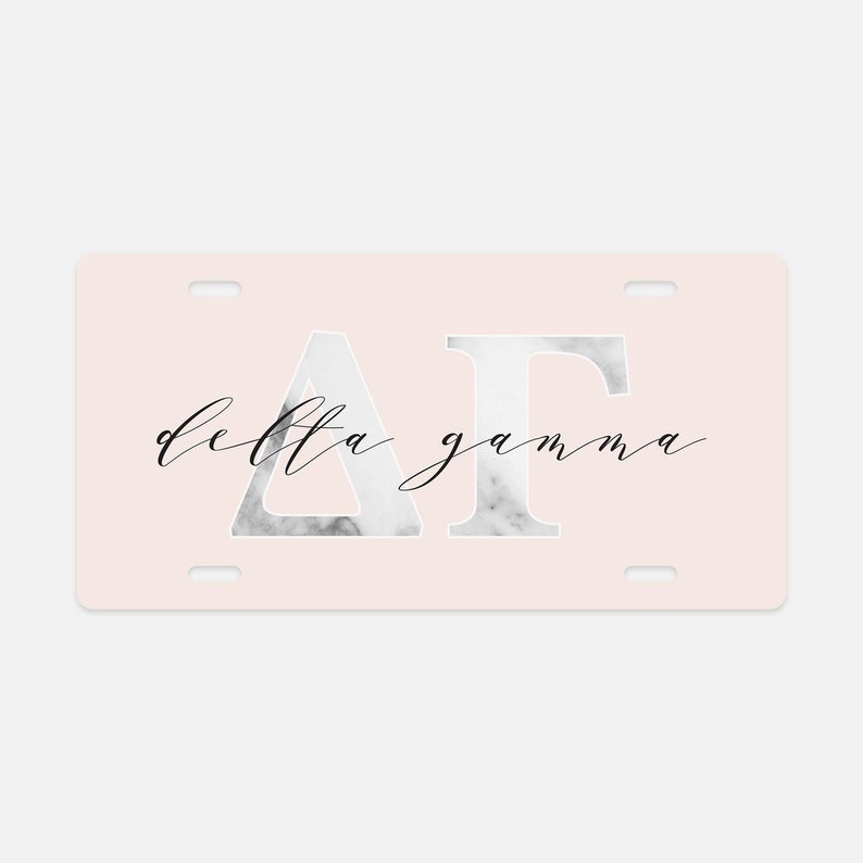 Custom Marble & Blush Sorority License Plate / Greek Gifts / | Etsy