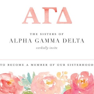 Alpha Gamma Delta Bid Card / Peony / Sorority Bid Card / Bid Cards ...