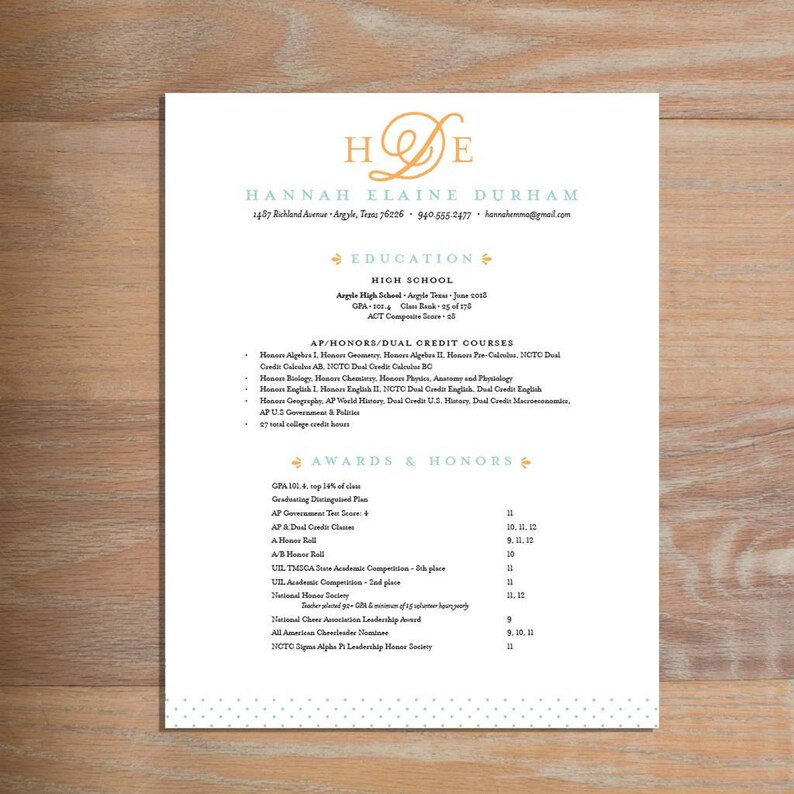 Sweet Monogram Custom Letterhead Resume Formatting - Etsy